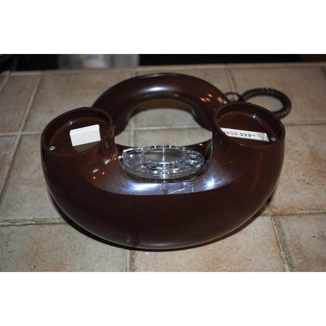 Mid 20th Century Brown Rotary Donut Telephone Phone | Chairish