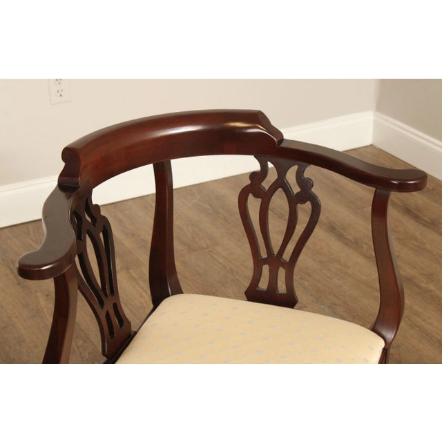 Ethan Allen Georgian Court Chippendale Style Corner Arm Chair | Chairish