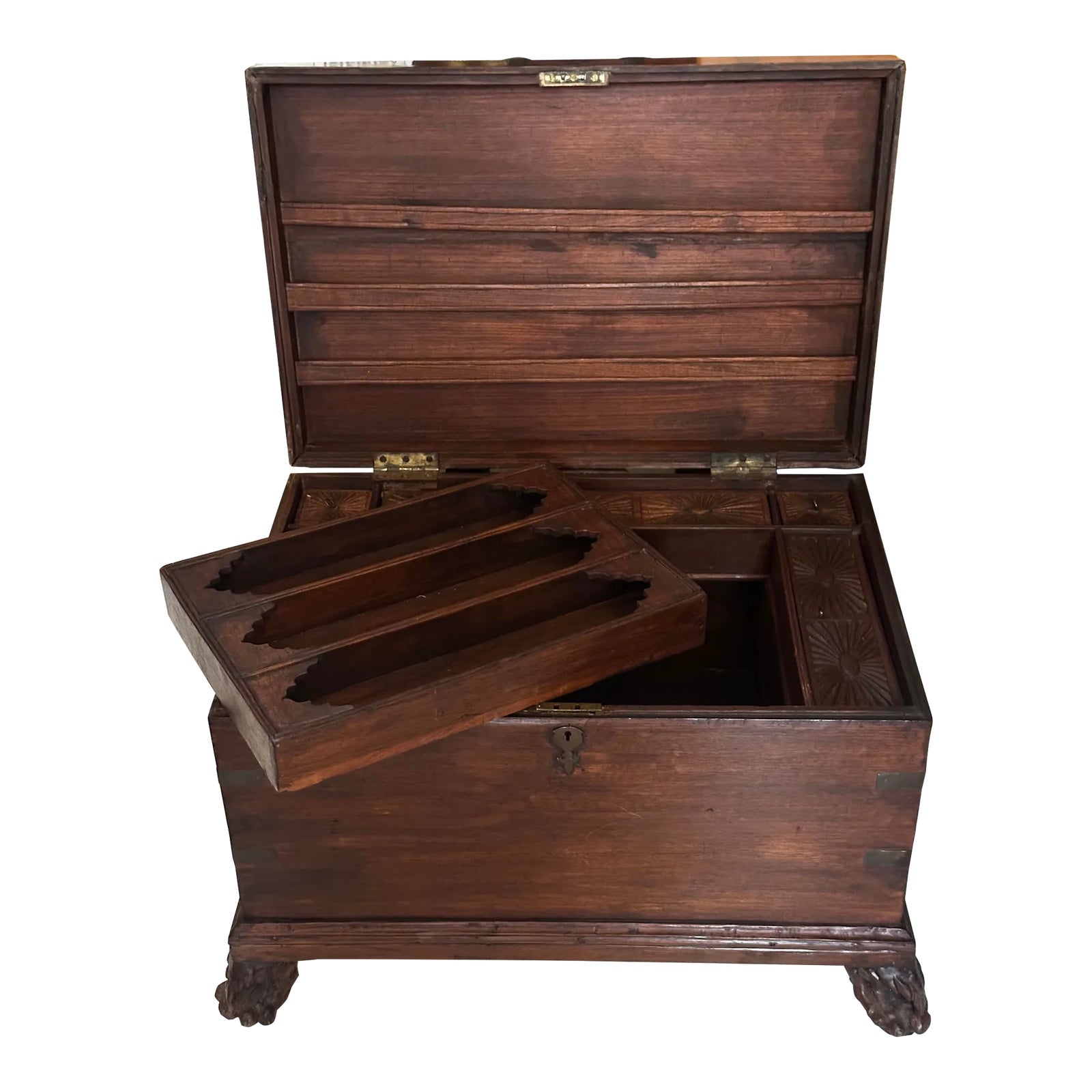 Antique 19c Chinese Travel Trunk W Compartments | Chairish