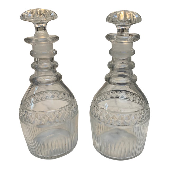Late 18th Century Cut Crystal Decanters- Set of 2 | Chairish