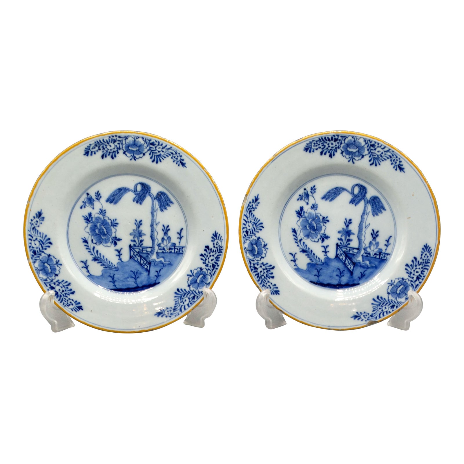 18th-Century Dutch Delft Chinoiserie Plates Hatchet Marks, a Pair ...
