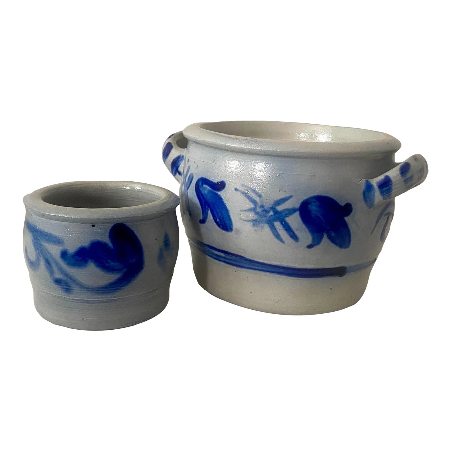 Vintage Belgian Salt Glazed Stoneware Crocks or Planters- a Pair | Chairish