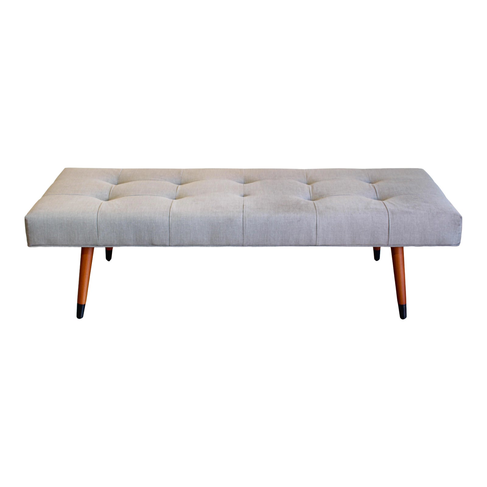 Mid Century Style Gray Velvet Bench | Chairish