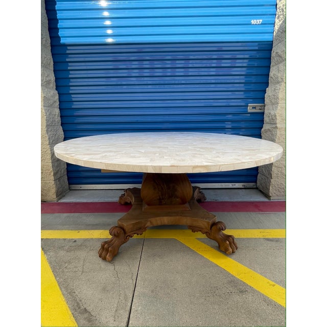 Antique Mahogany Lion's Paw Dining Table With Contemporary Table Top ...