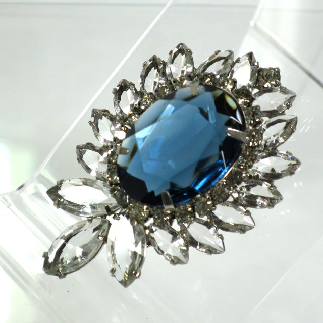Vintage Designer Juliana Sapphire Crystal Brooch Set 1960s | Chairish