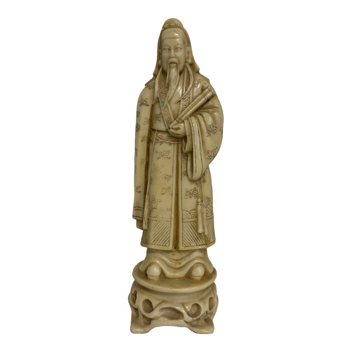 Antique Carved Bone Asian Figure | Chairish