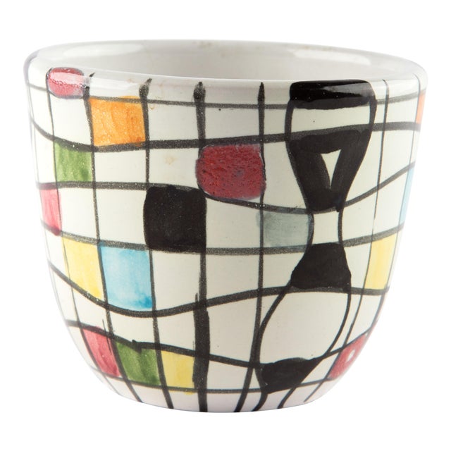 Petite Hand Painted Italian Abstract Planter | Chairish