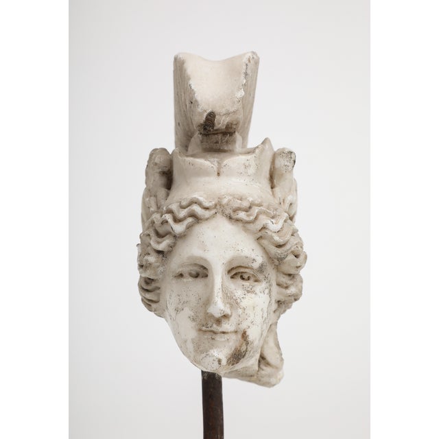 Head of Minerva Carved in White Marble, 19th Century | Chairish