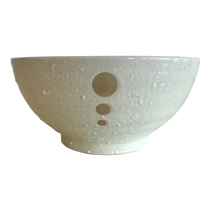 Vintage Ceramic Bowl With Circle Details | Chairish