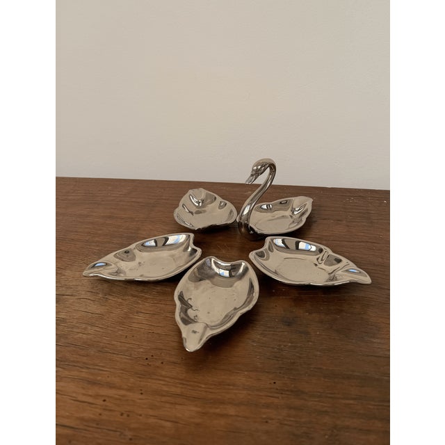 Vintage Silver-Plated Stackable Swan Ashtray Set from Seba England, Set ...