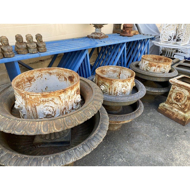 Cast Iron Low and Wide 34" Round French Style Outdoor Garden Planter ...