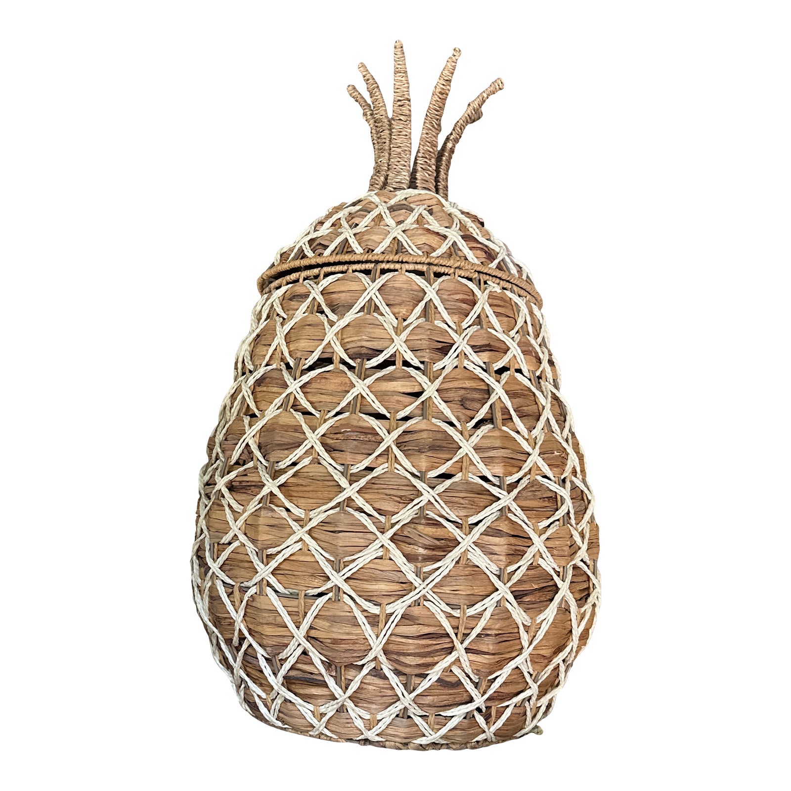1970s Oversized Wicker Pineapple Boho Basket | Chairish