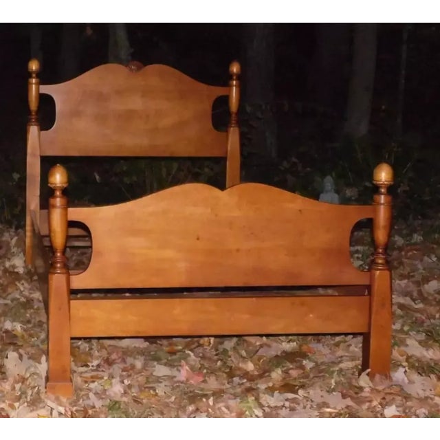 Vintage Solid Maple Single Twin Size Bed Frame Acorn Finials | Chairish