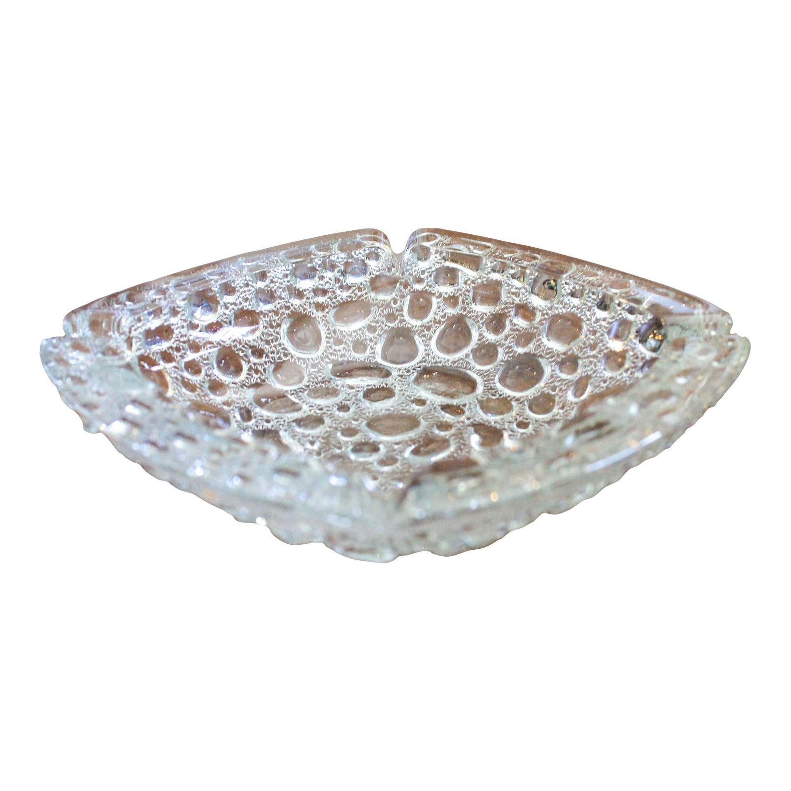 Mid-Century Textured Pebble Glass Ashtray or Catchall | Chairish