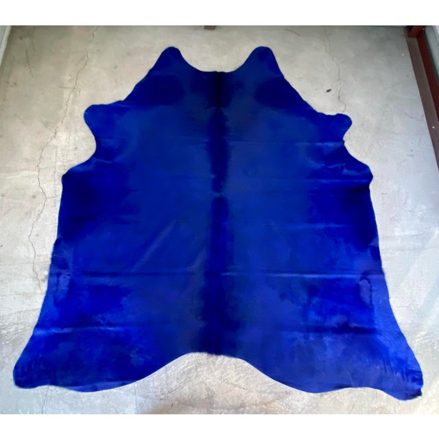 Vivid Blue Dyed Natural Brazilian Cowhide 7' 8" X 6' 11" | Chairish