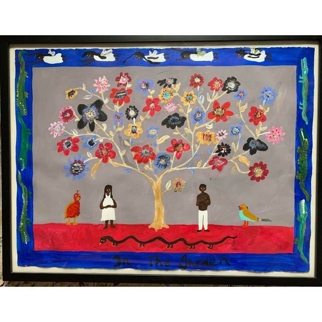 Contemporary Folk Art Painting "In the Garden" by Jennifer Anne Moses ...