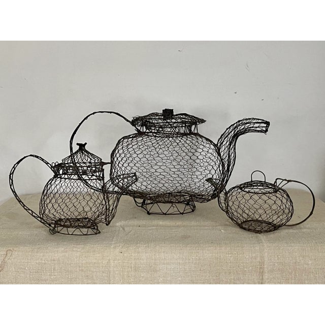 Mid 20th Century Collection of Three Handmade Wire Teapot Sculptures ...