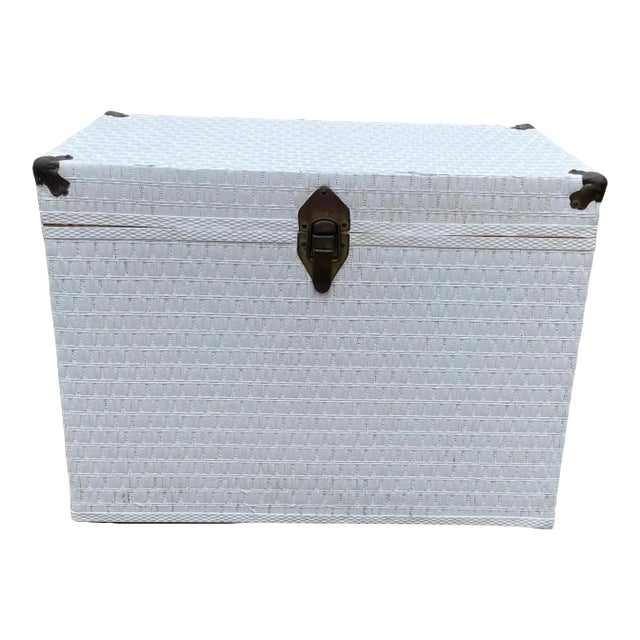 Vintage White Wicker Trunk | Chairish