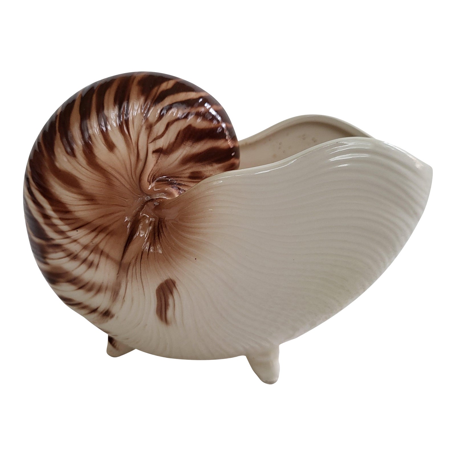 1970s Fitz and Floyd Footed Nautilus Shell Planter | Chairish