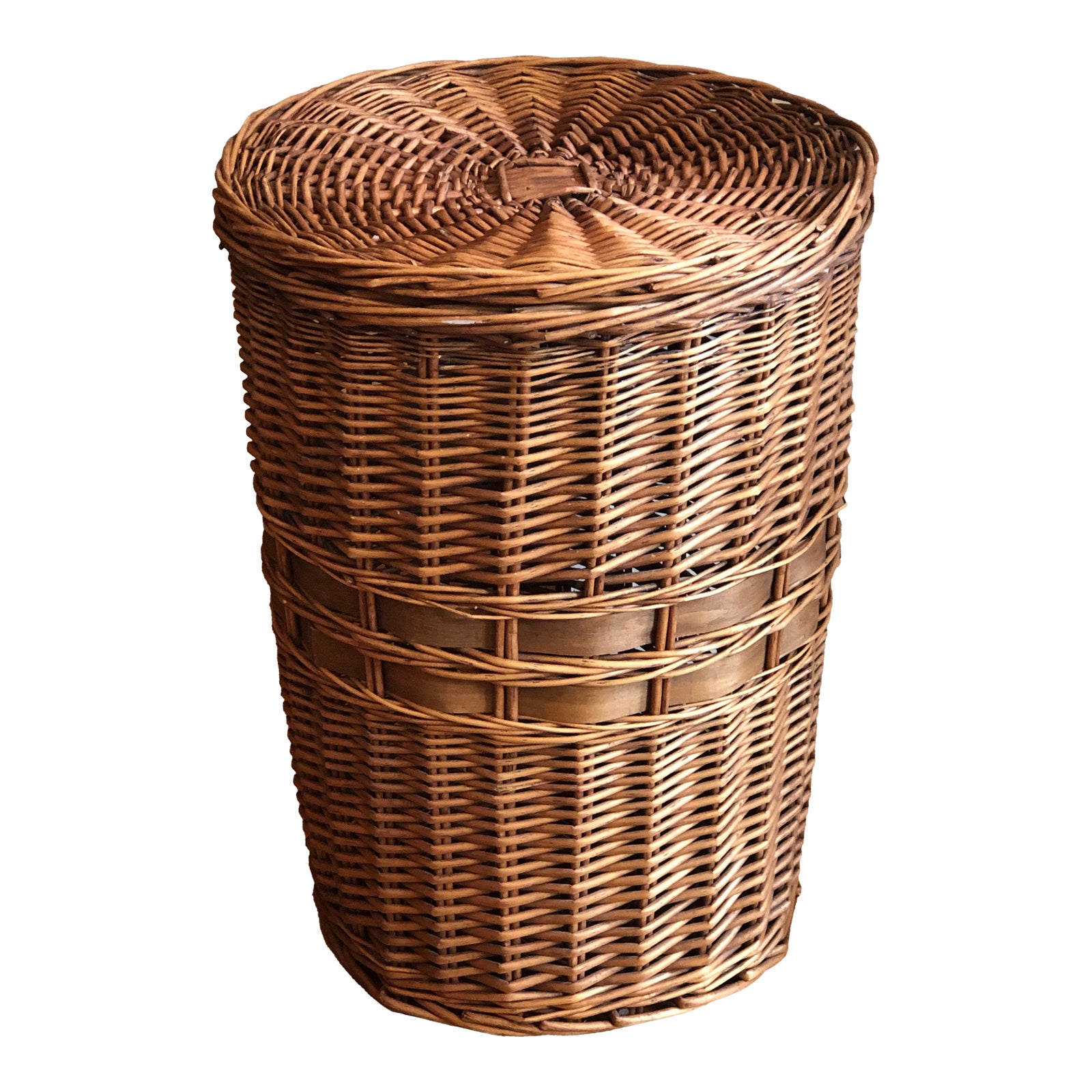 Mid-20th Century Wicker Hamper / Storage Basket | Chairish
