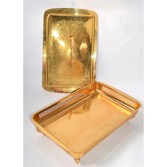 1960s Neoclassical Rectangle Gold Plate Ornate Lidded Serving Dish ...