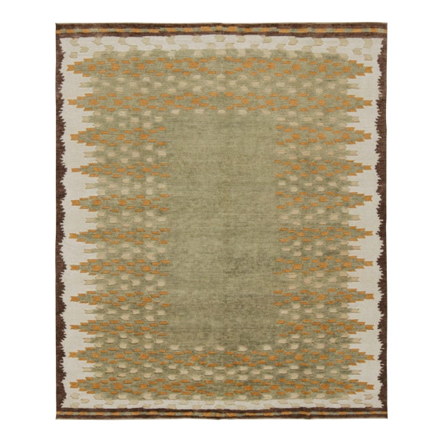 Rug & Kilim’s Scandinavian Style Rug in Green With Geometric Patterns ...