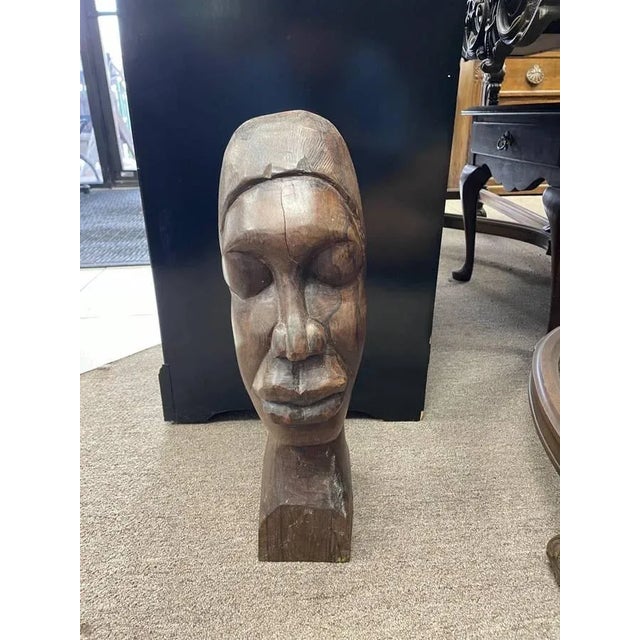 Mid 20th Century Vintage African Hand Carved Wooden Head Bust of a ...