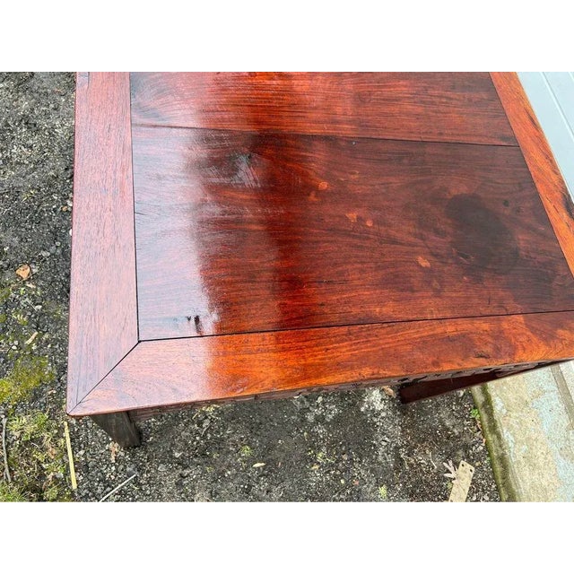 19th Century Antique Asian Hand Carved Rosewood Square Center Card ...