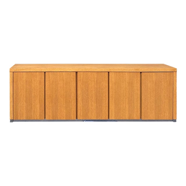 7’ Long & Lean Minimalist Custom Rift Oak + Chrome Credenza Cabinet ...