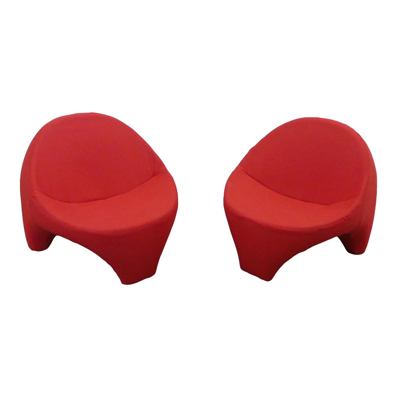 Vintage Fire Engine Red Italian Lounge Chairs - a Pair | Chairish