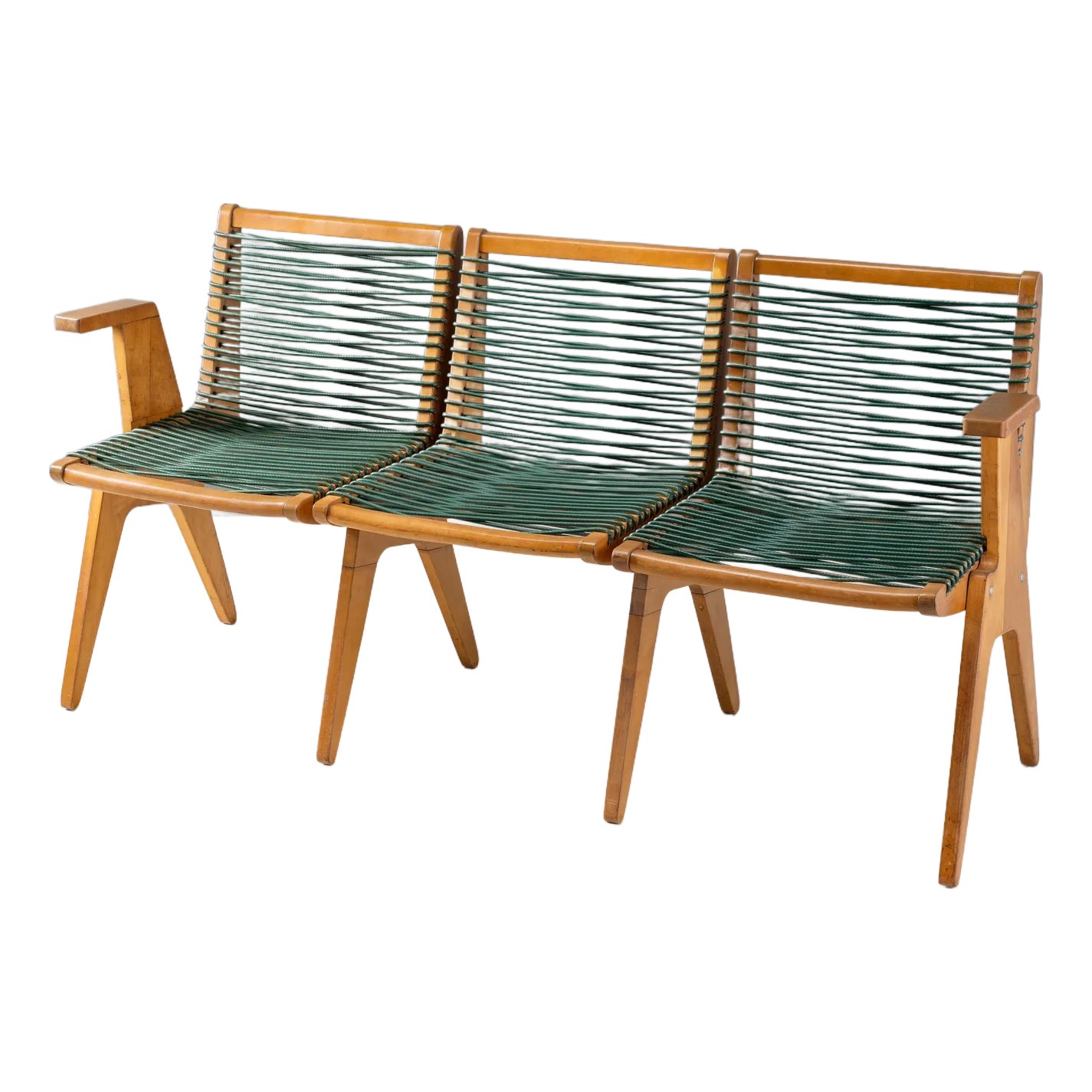 1950s Klaus Grabe 3-Seat Corded Bench | Chairish
