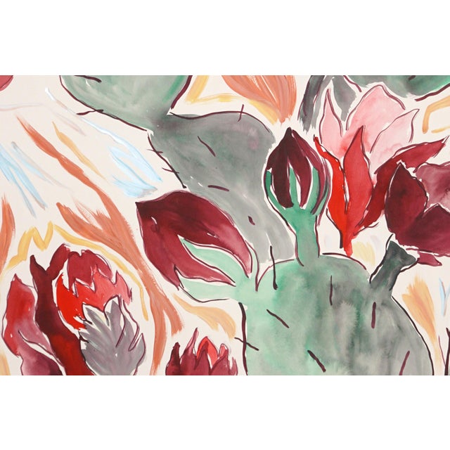 2024, Illustration Style, Naturalistic Diptych of "Wild Cactus Flowers", Watercolor on Paper by ...
