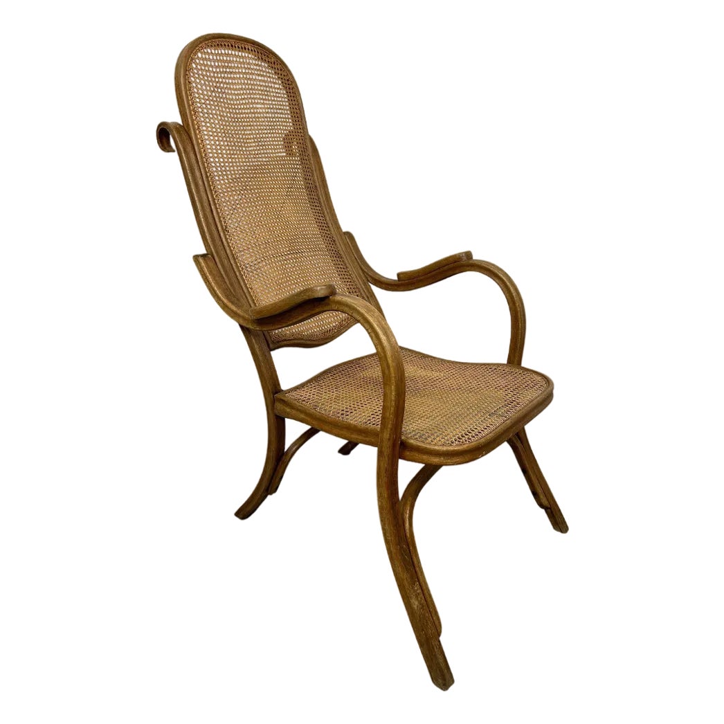 No. 1 Easy Armchair with Rattan Seat attributed to Thonet, 1886 | Chairish