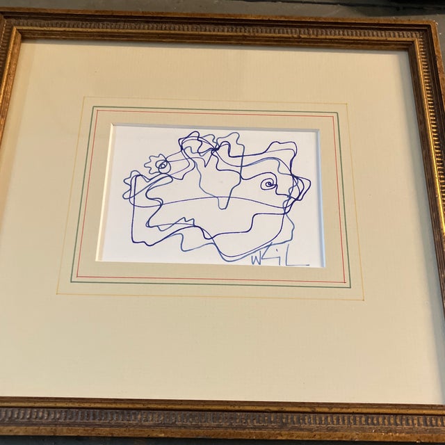 1980’s 2 Original Wayne Cunningham Abstract Ink Drawings Vintage Frames ...