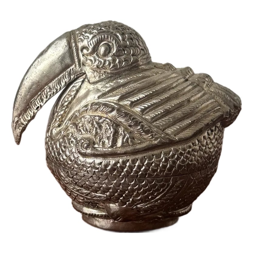 Vintage Cambodian/ Burmese Silver Repousse Bird Khmer Art Nut or Betel ...