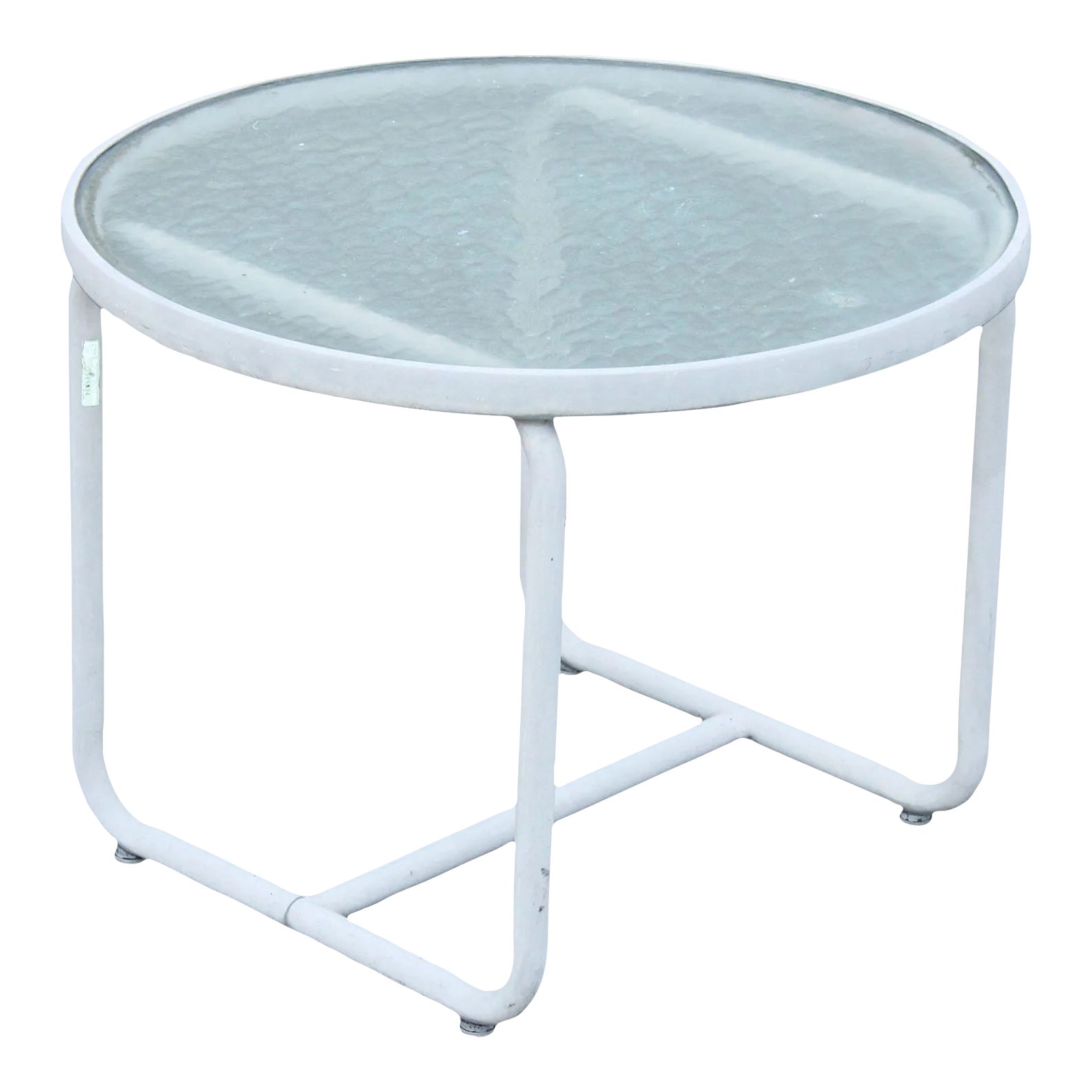 Mid Century Modern Round Glass Top Patio Accent Table | Chairish