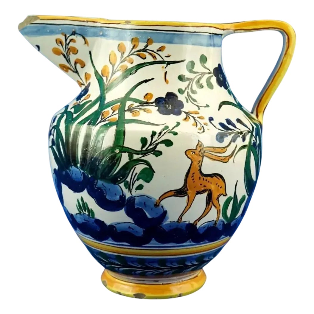 Antique Italian Ceramic Jug by Montelupo Fiorentino Factory, 1800s ...