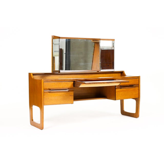 1960s Danish Modern Mid Century Low Teak Vanity Dressing Table ...