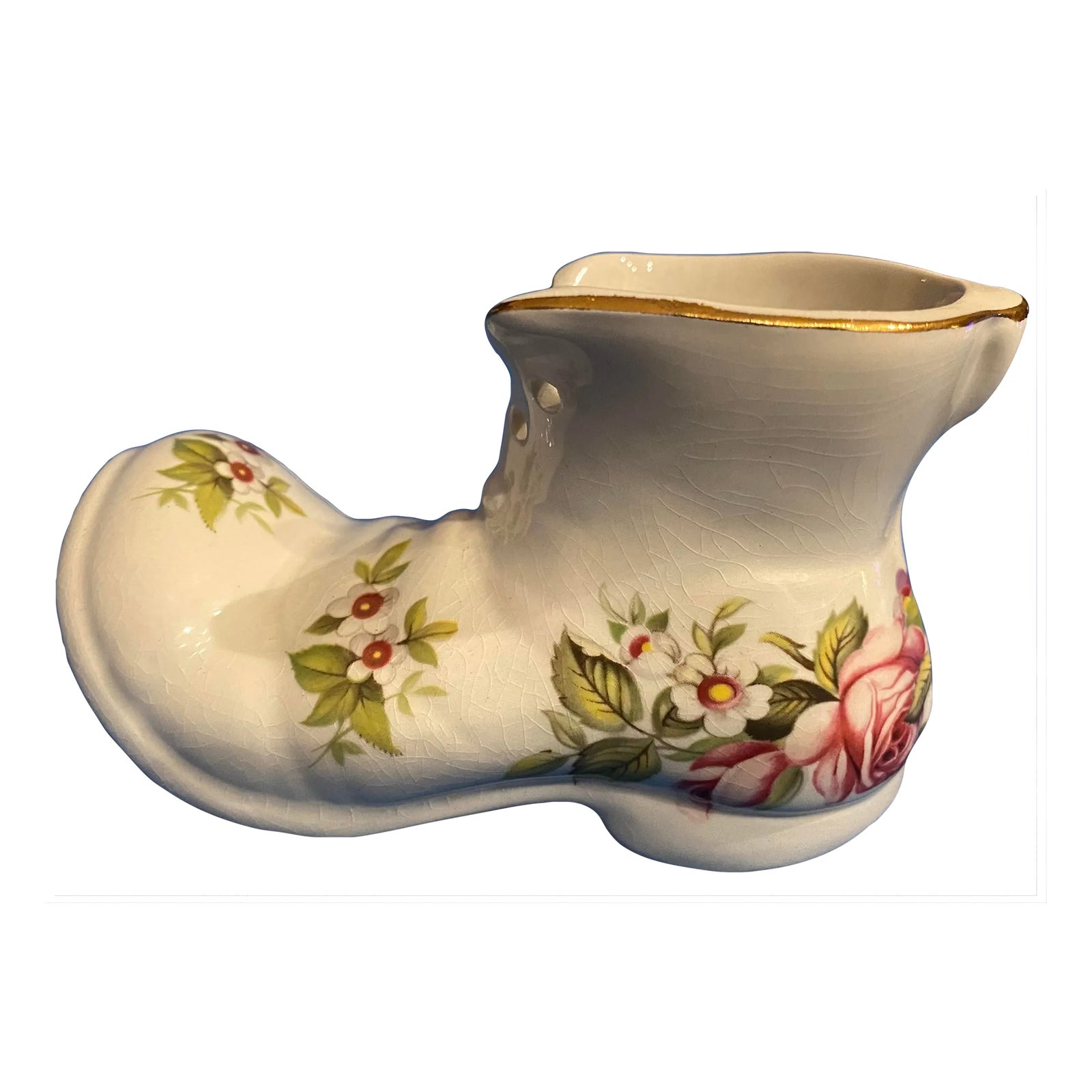 Mid Century Vintage Old Foley James Kent Harmony Rose Porcelain Boot ...
