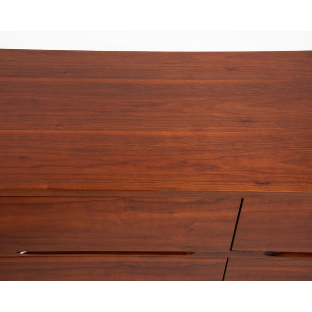 American Mid Century Walnut Nine Drawer Dresser Tapered Legs Hidden ...