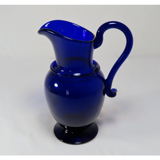 Cobalt Blue Glass Pitcher Vintage - Glass Designs