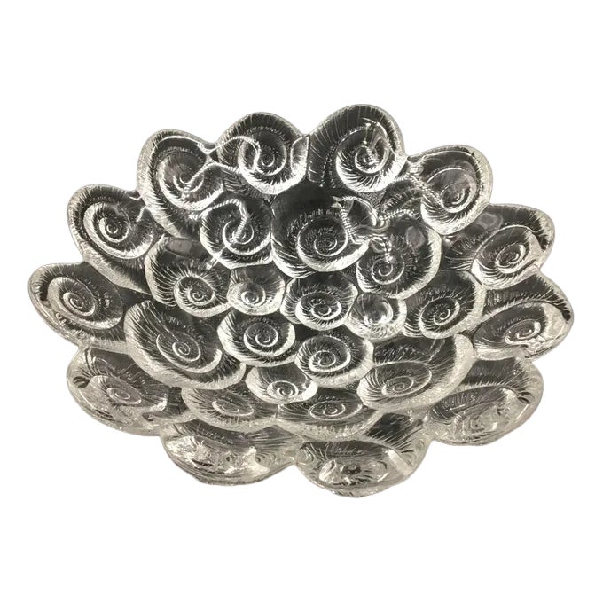 French Art Deco Glass Bowl with Shells and Fossil Motif, 1930s | Chairish