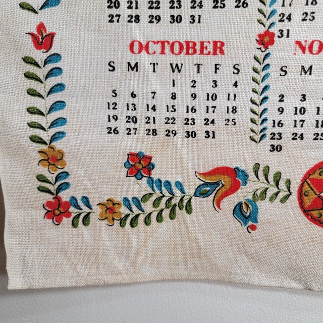 Beautiful Vintage 1969 Cloth Repeater Calendar | Chairish