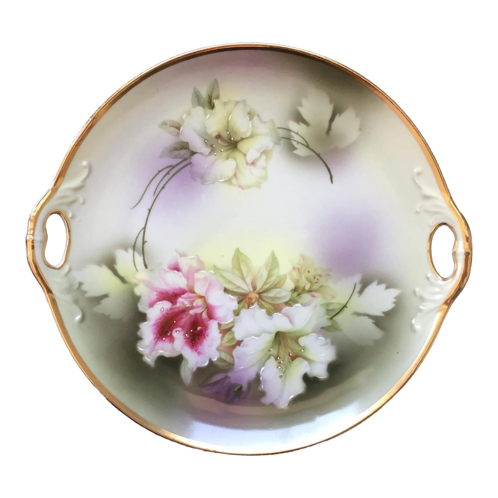 Vintage German Porcelain Oriental Lily Cookie Cake Serving Plate | Chairish