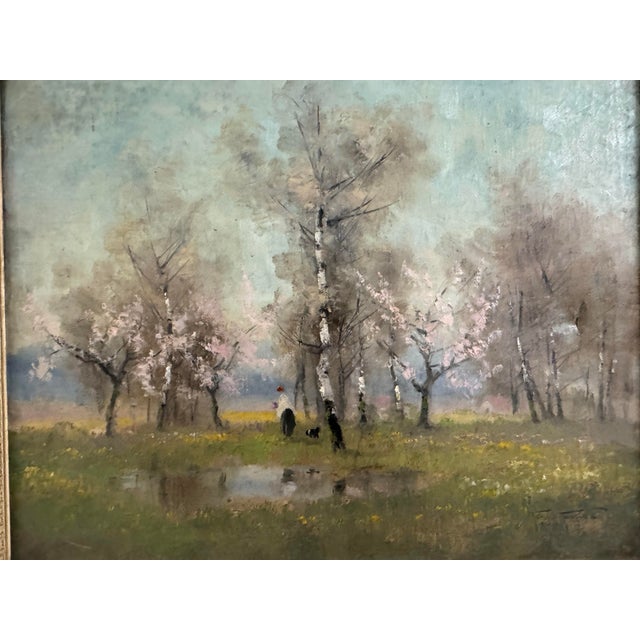 Circa 1900 Hungarian Oil Painting of Blossom Orchard, Signed Kezdi ...