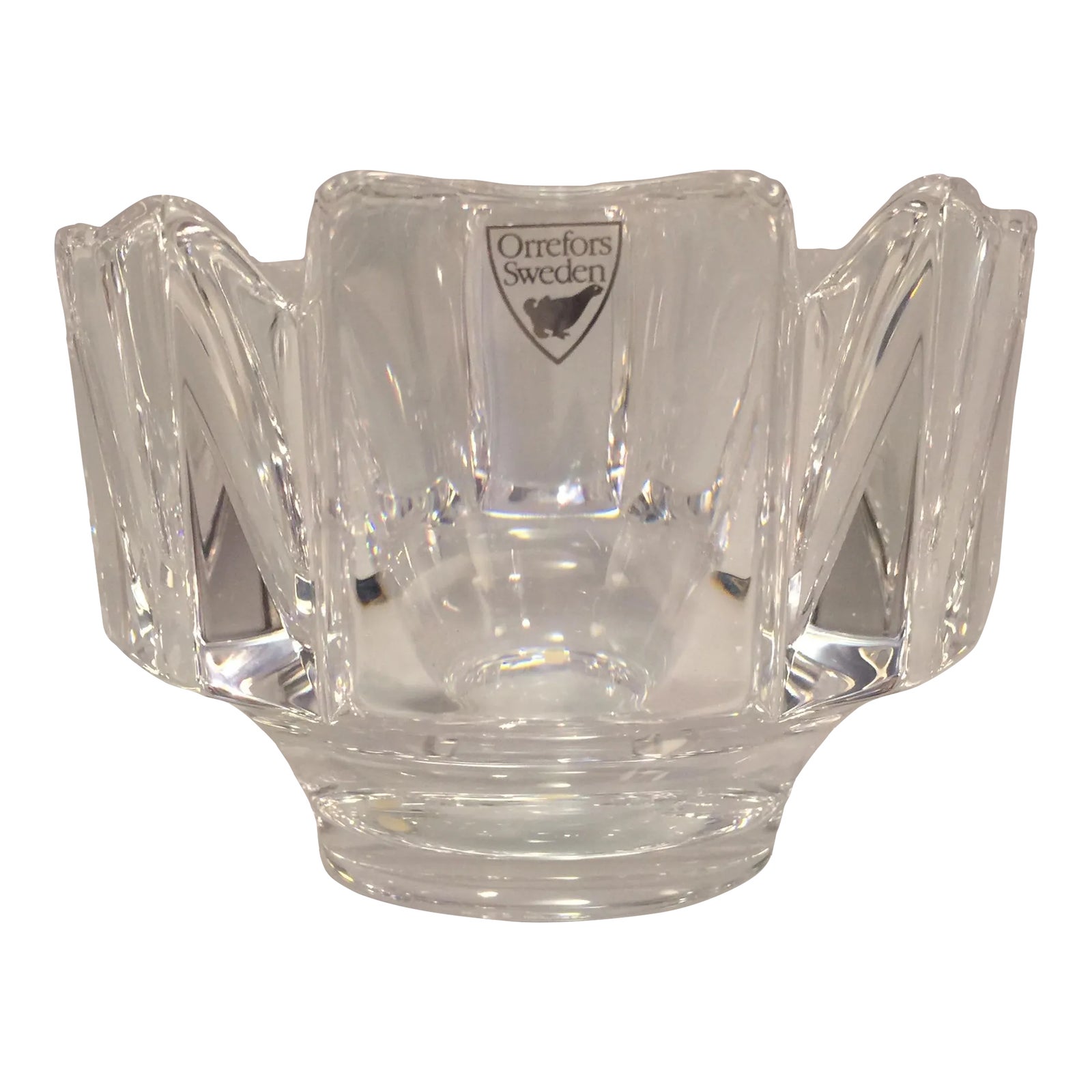 Orrefors Crystal Corona Bowl by Lars Hellsten Sweden | Chairish