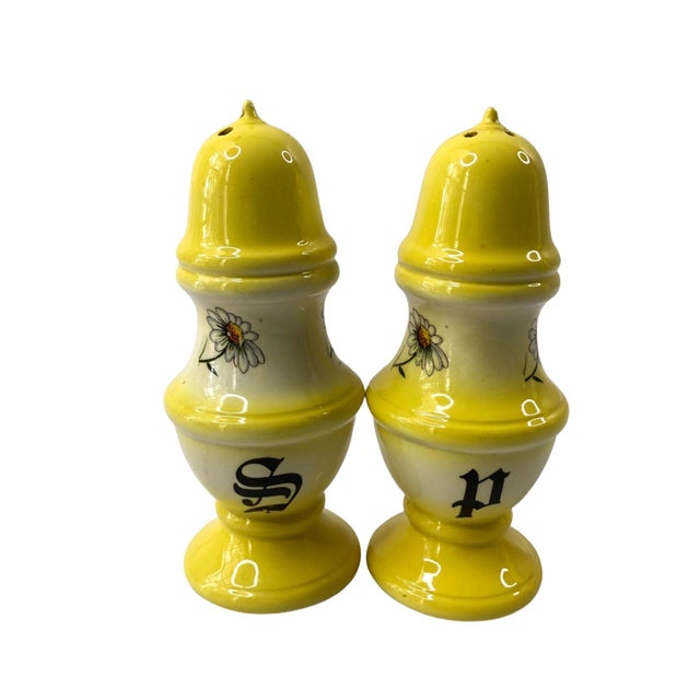 Vintage 1970s Matching Bright Yellow Floral Salt, Pepper & Cheese ...