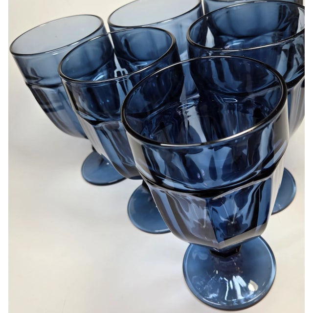 Deep Sapphire Blue Goblets- Set of Six | Chairish