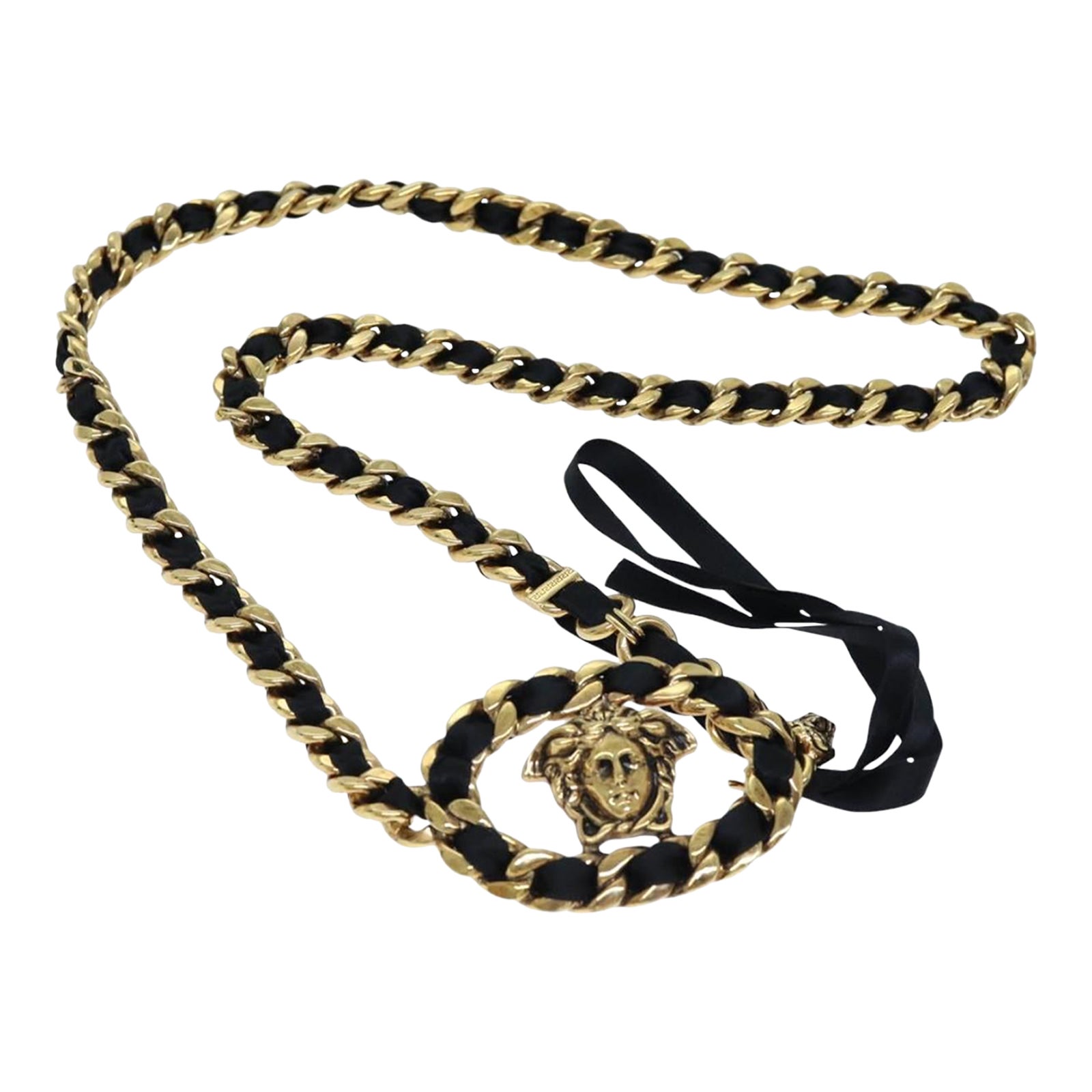 Gianni Versace Chain Belt Metal 35"" Gold Auth Am6254 | Chairish