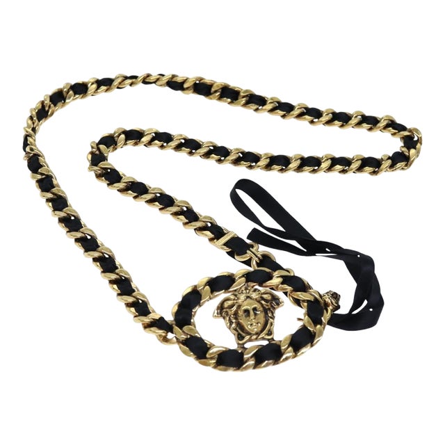 Gianni Versace Chain Belt Metal 35"" Gold Auth Am6254 | Chairish